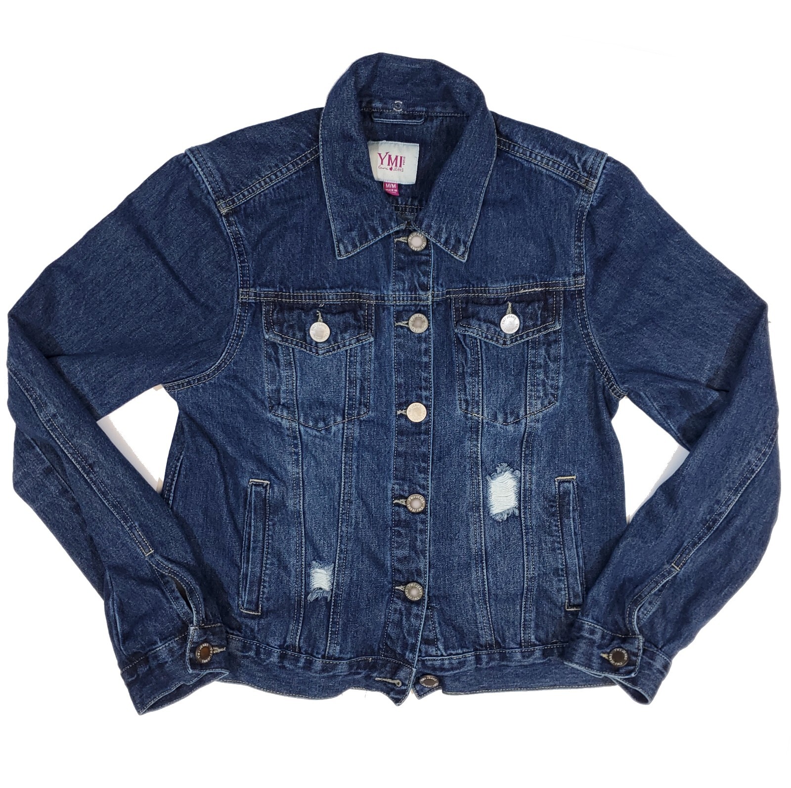 YMI Jeans Womans Denim Jean Jacket Distressed Long Sleeve YMI Jeans Womans Denim Jean Jacket Distressed Long Sleeve
