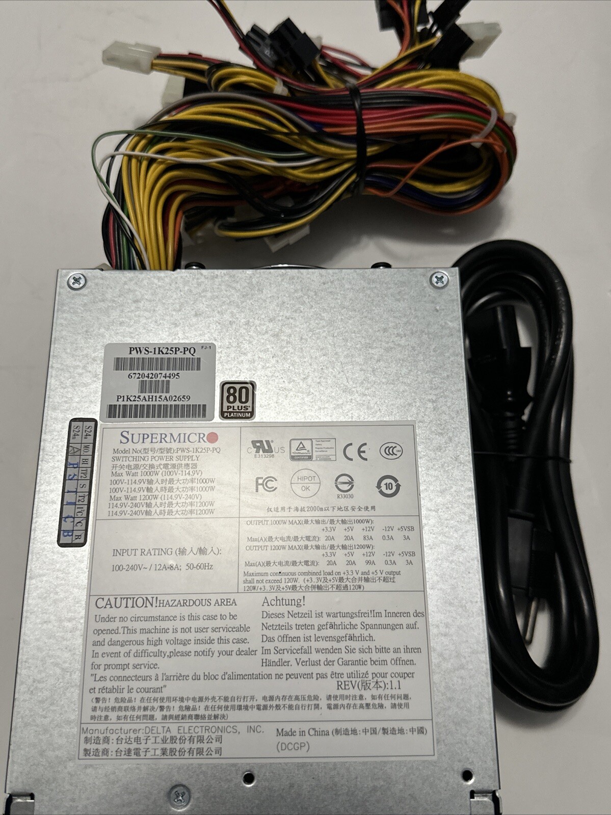 Supermicro PWS-1K26P-PQ 1000W/1200W PS2 Multi output pws w/ modular cable