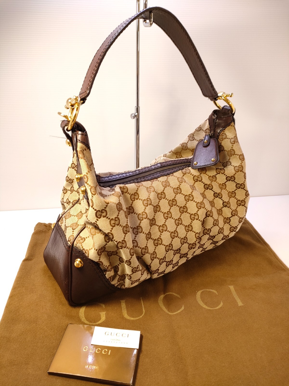 Auth GUCCI One Shoulder Bag Canvas Leather 211966 203998 Auth GUCCI One Shoulder Bag Canvas Leather 211966 203998
