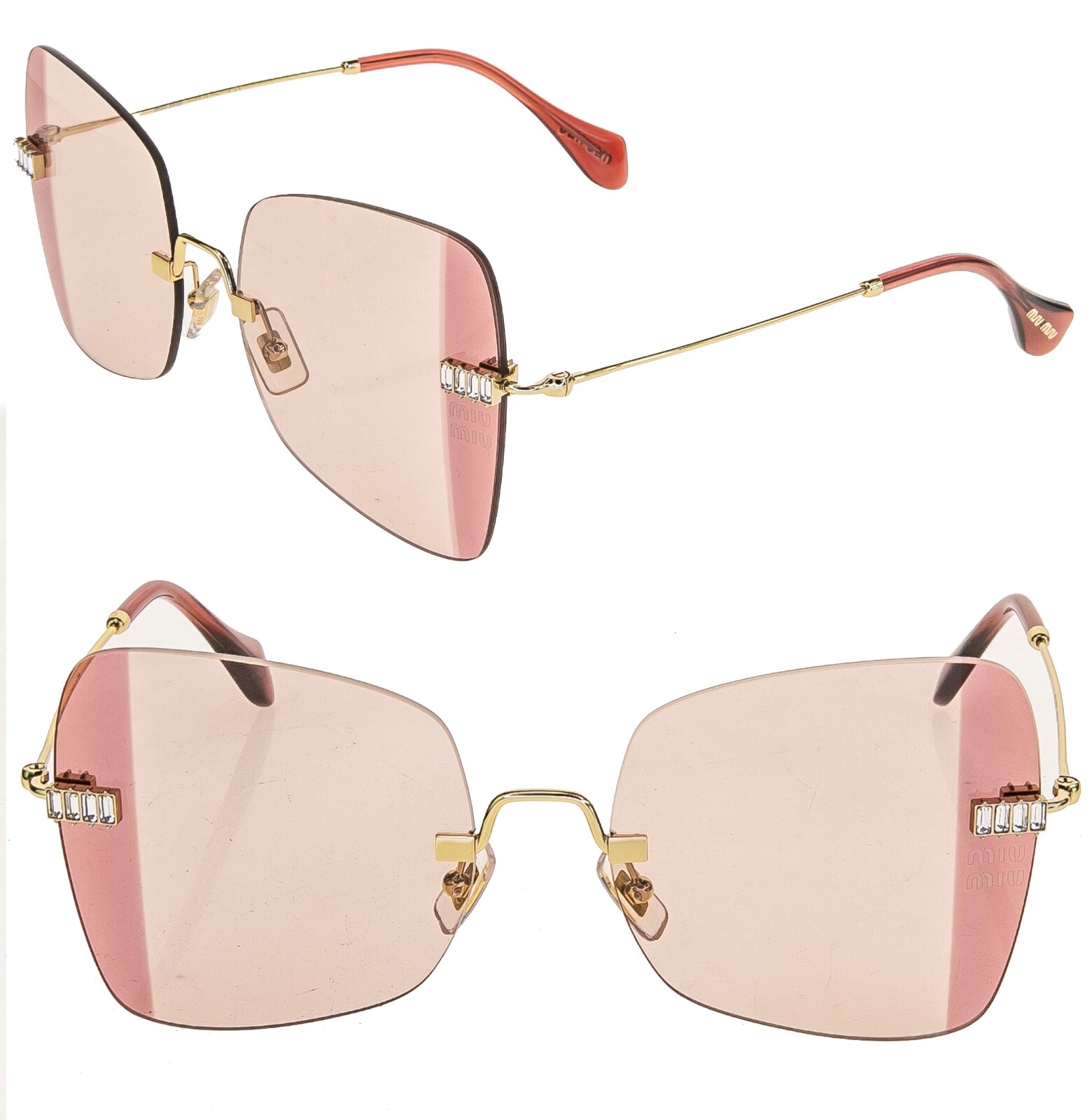 MIU MIU Runway MU50WS Pink Crystal Strass Gold Butterfly MIU MIU Runway MU50WS Pink Crystal Strass Gold Butterfly