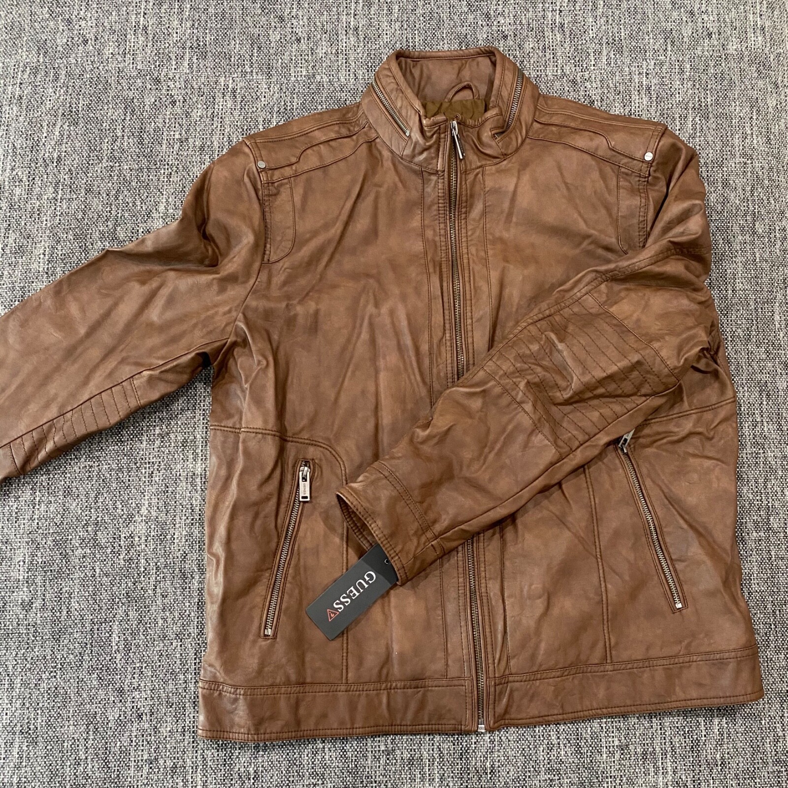 Guess NEW Men's Faux Leather Jacket Brown Casual Size XL | eBay Guess NEW Men's Faux Leather Jacket Brown Casual Size XL | eBay