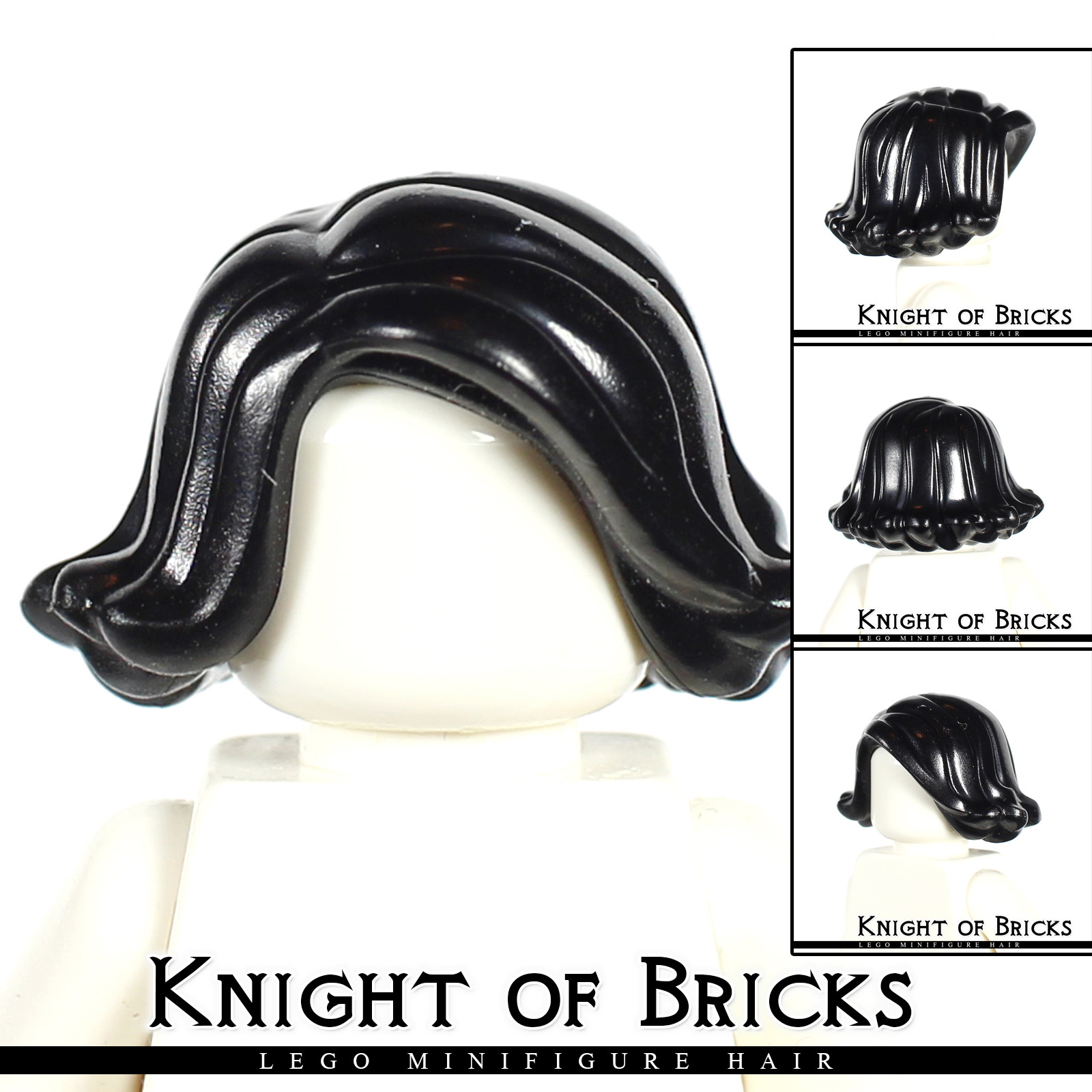 LEGO Minifigure Hair BLACK 20877 Female Girl Short Swept Sideways ...