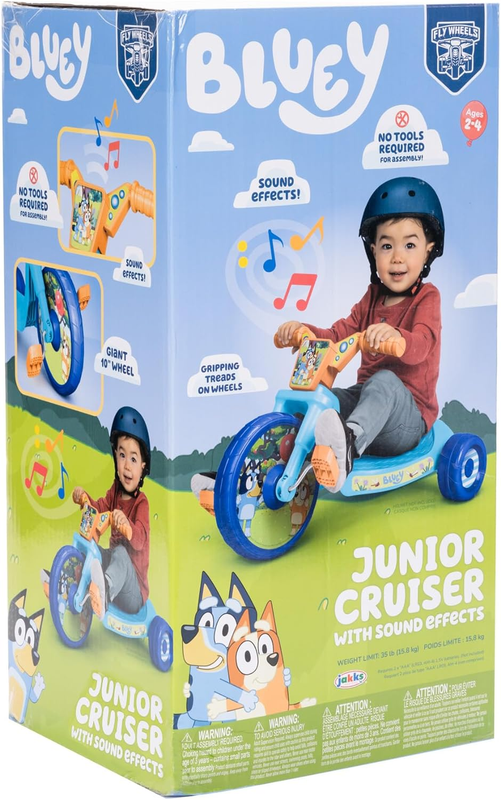 Bluey Kids Ride-On 10" Fly Wheels Junior Cruiser Tricycle with Sounds ...