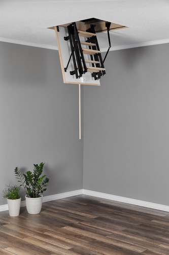 4 Section Wood Timber Metal Folding Loft Ladder Hatch 60cm X 80cm Attic ...