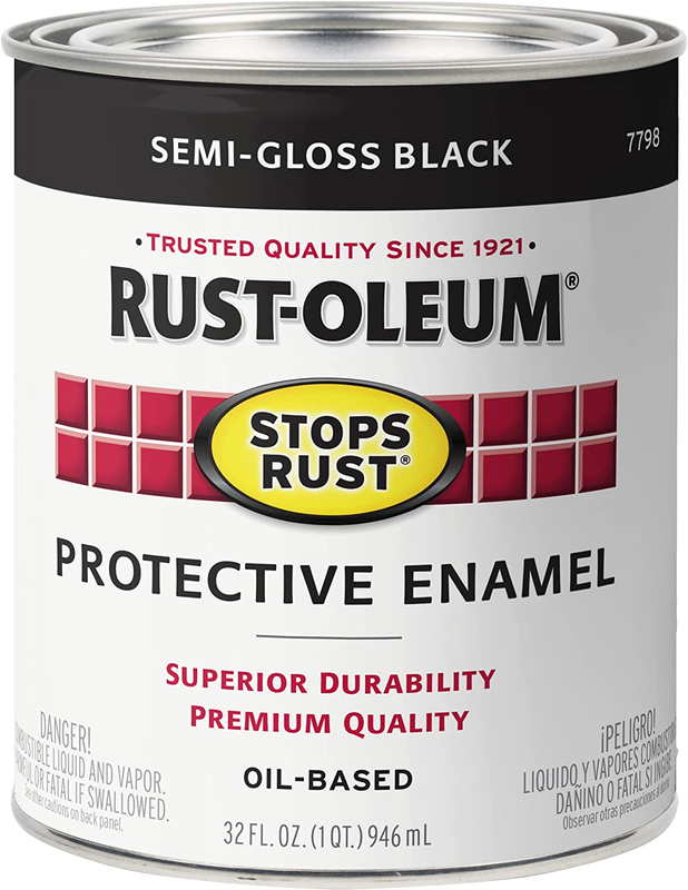 Rust-Oleum 7798502 Stops Rust Brush on Paint, Quart, Semi-Gloss Blackの ...