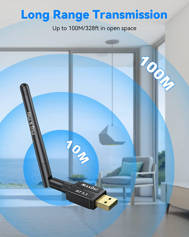 Bluetooth Adapter for PC 5.3, Maxuni USB Bluetooth Dongle 5.3 EDR Adap ...