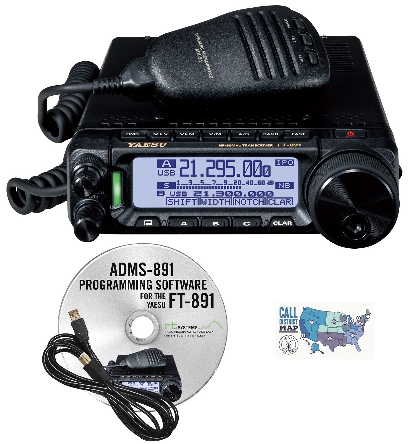 Yaesu FT-891 HF/6M Transceiver with RT Systems Programming Software ...
