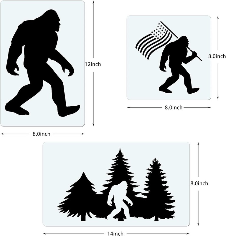 8PCS Bigfoot Stencils Painting on Wood Reusable Sasquatch Templates fo ...