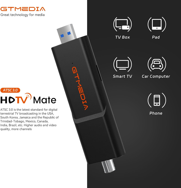 USB3.0 TV Tuner Stick, ATSC3.0/1.0 USB Tuner Stick Digital Terrestrial | Pricetronic