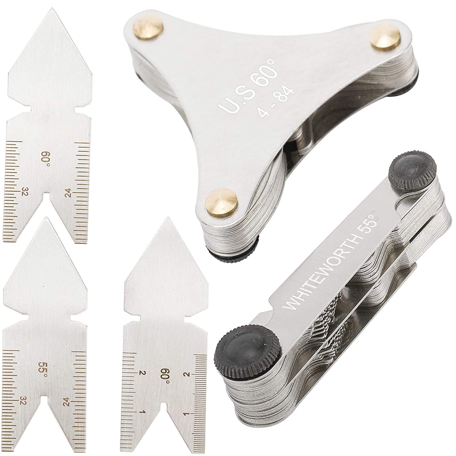 5Pcs Stainless Steel Screw Thread Pitch Cutting Gauge Tool Set 51Pcs ...