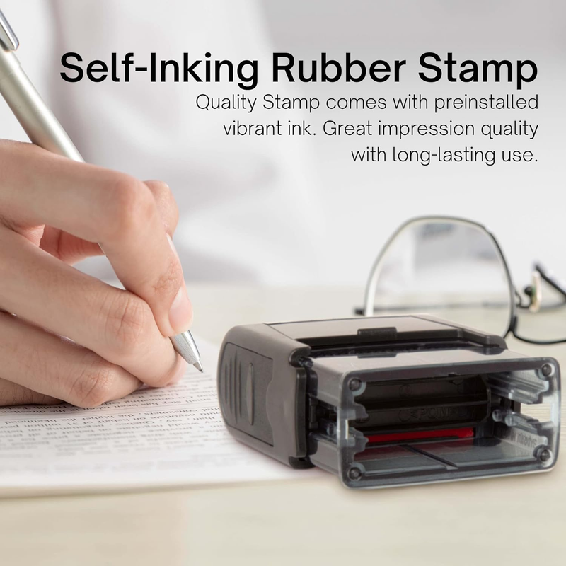Self Inking Rubber Stamp, Refillable Red Ink Preinstalled with Popular ...