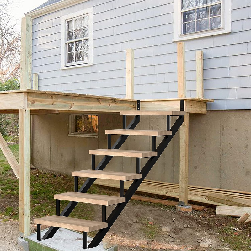 Steel Stair Step Riser -6 Step for Deck Height 49.4 Inches Metal Stair ...