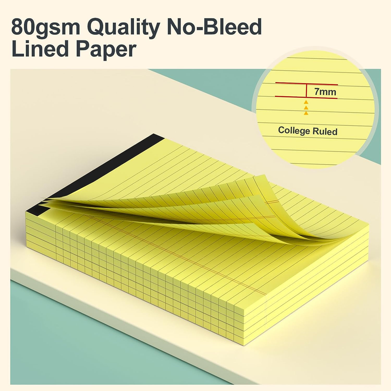 8 Pack Yellow Legal Pads 5x8 Small Note Pads, 240 Sheets