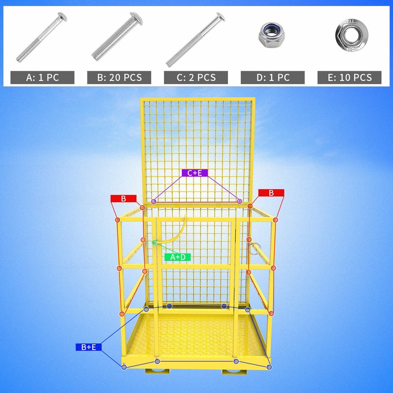Telehandler Forklift Safety Cage Basket Safety Cage 2 Person Work ...