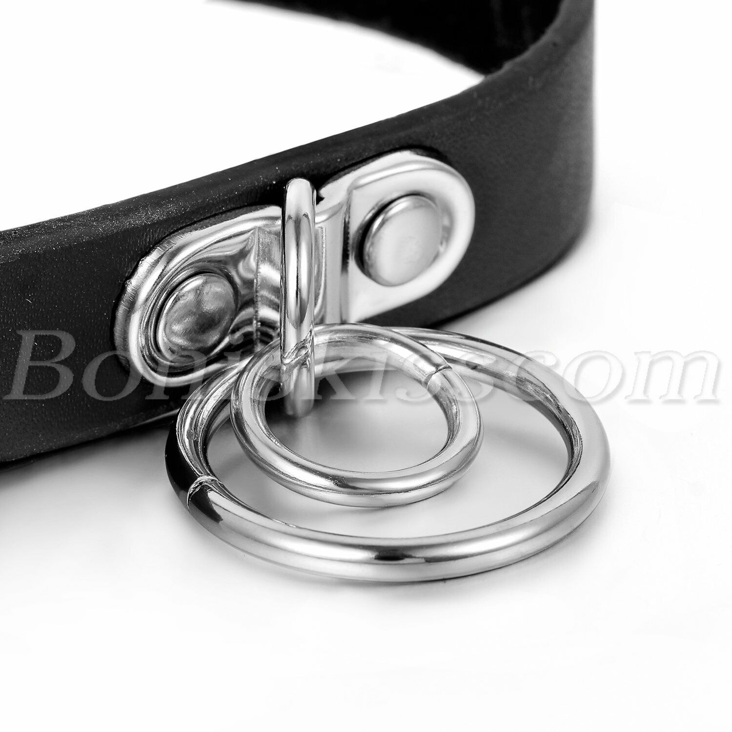 Gothic Punk Rock Men's Women's Double O Ring Leather Collar Gothic Punk Rock Men's Women's Double O Ring Leather Collar