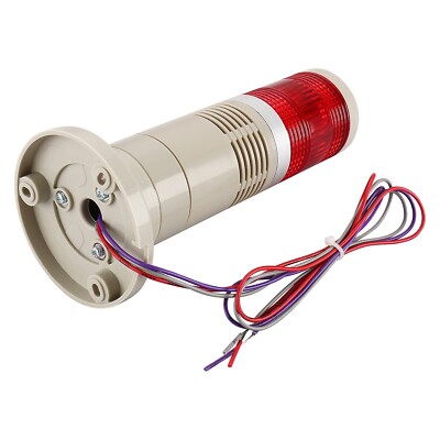 Baomain Alarm Warning Light 24V DC Industrial Buzzer Continuous Red LE ...