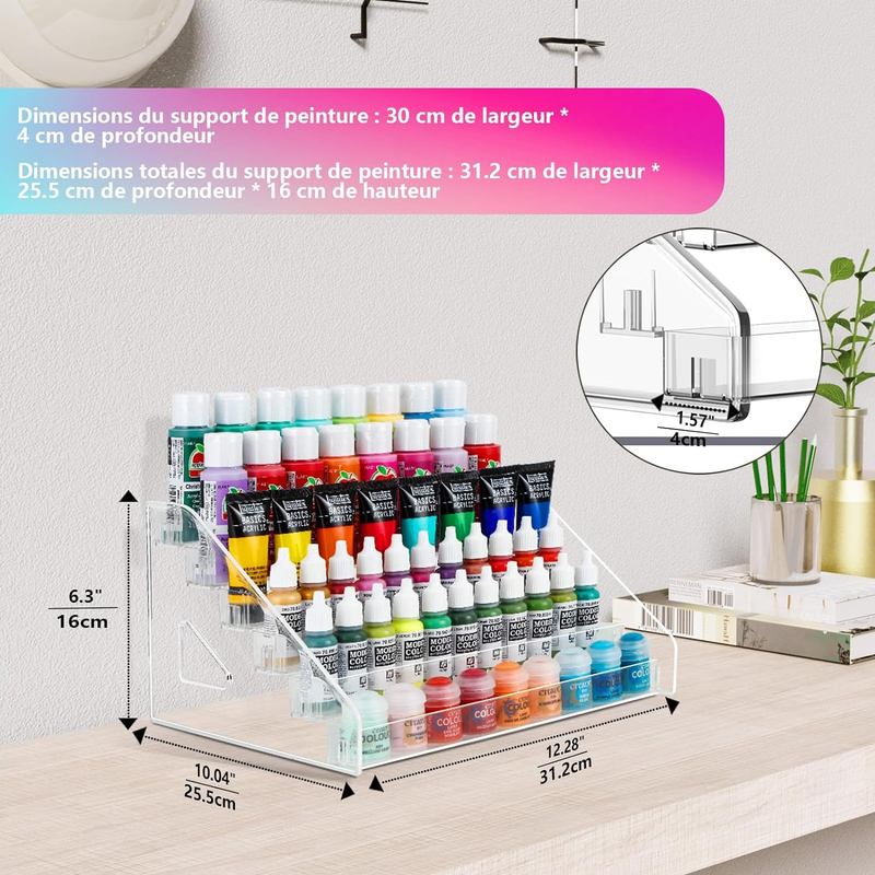 6 Layer Acrylic Paint Organizer Paint Brush Holder Snap-On Design Easy ...