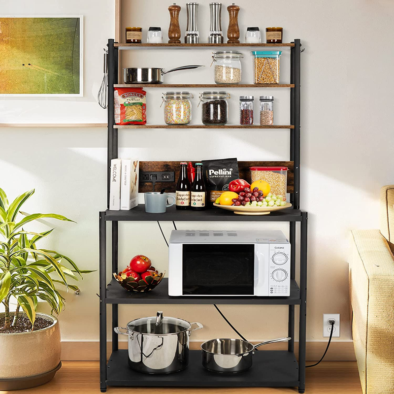 6 Tier Bakers Rack with Power Outlets Kitchen