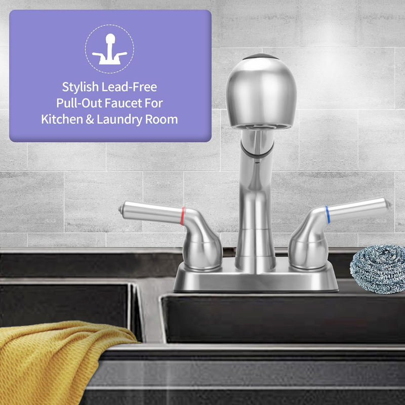 Utility Sink Faucet with Sprayer Laundry Room Faucet with Pull Out Spr ...