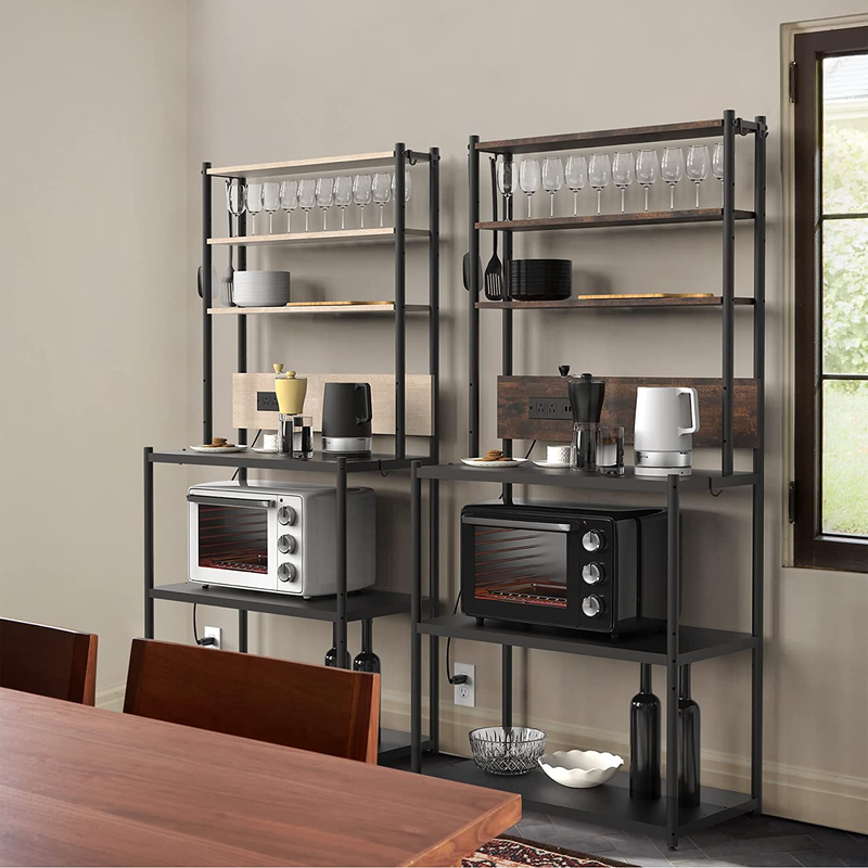 6 Tier Bakers Rack with Power Outlets Kitchen