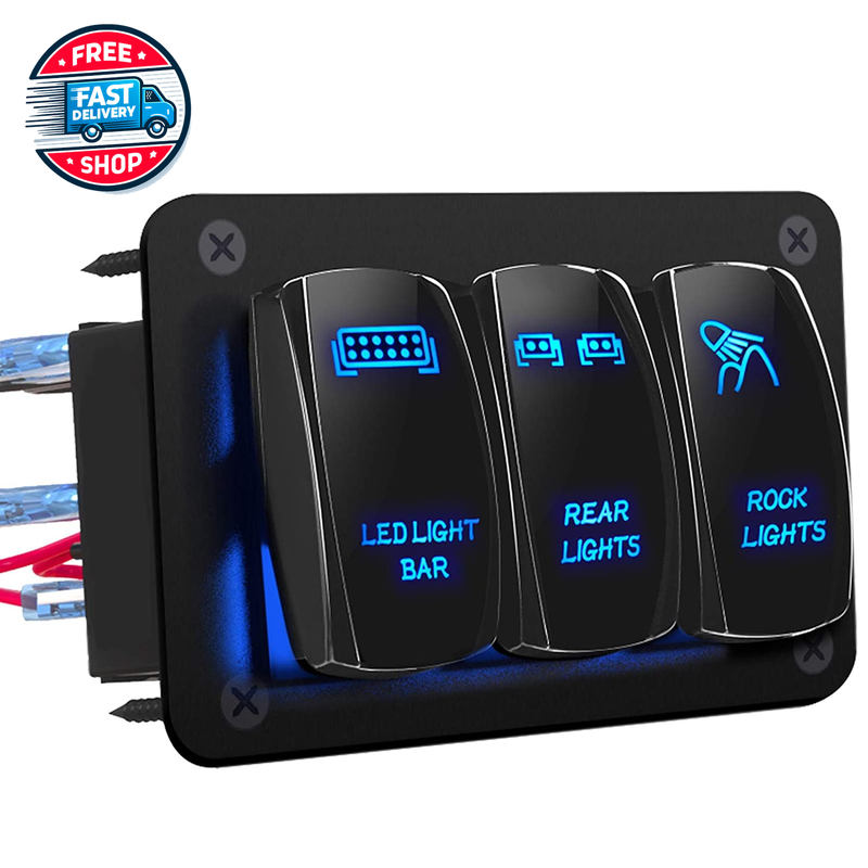 LED Light Bar Switch Panel, 3 Gang Rocker Switch Panel, 12V Toggle Swiの ...