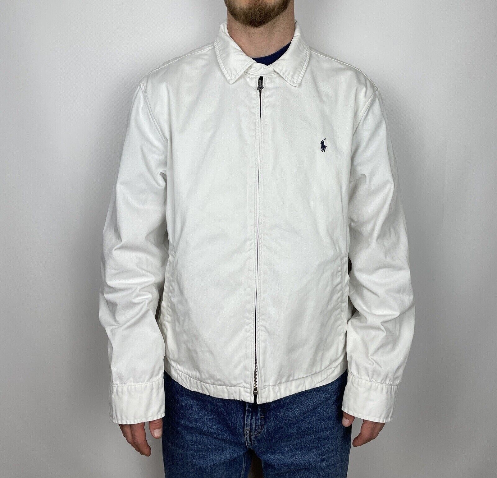 Polo Ralph Lauren Mens Harrington Cotton Jacket White Size L Polo Ralph Lauren Mens Harrington Cotton Jacket White Size L