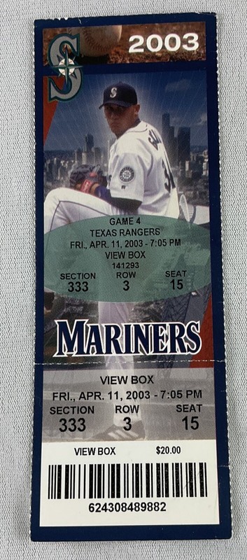 MLB 2003 04/11 Texas Rangers at Seattle Mariners Ticket-Chan Ho Park WP ...