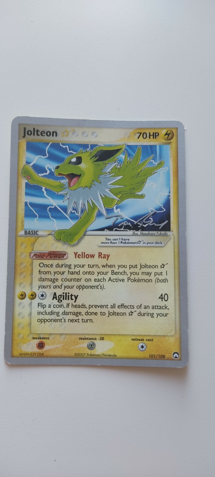 Pokemon Card Jolteon Gold Star World Championship 2007 101 Pokemon Card Jolteon Gold Star World Championship 2007 101