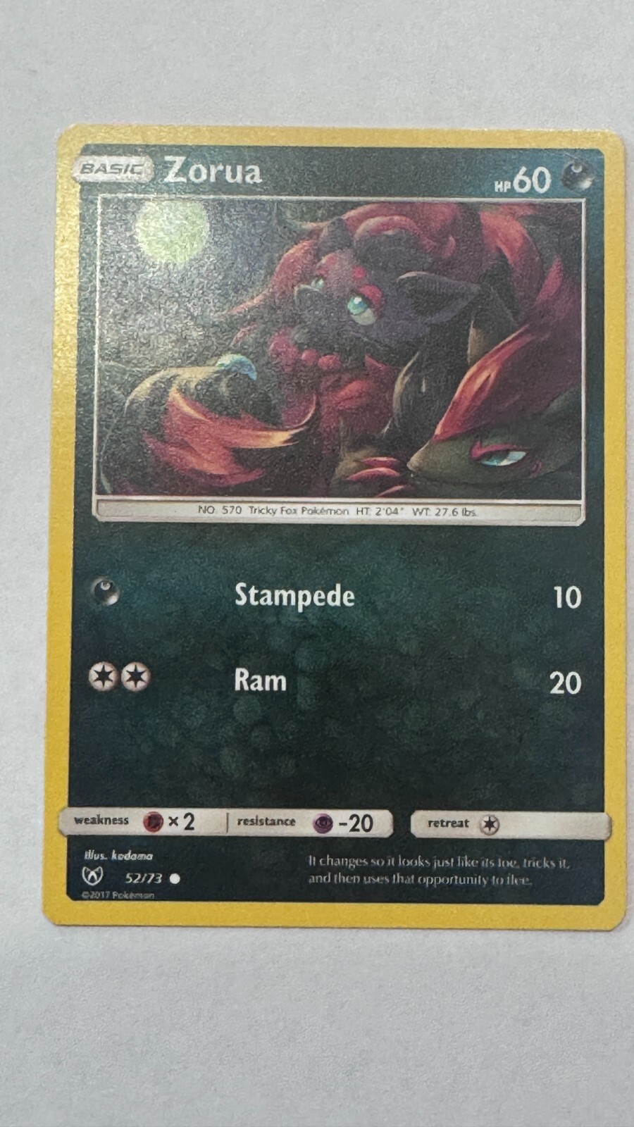 Zorua 52/73 - Shining Legends - Common - Pokémon Card - 2017 Zorua 52/73 - Shining Legends - Common - Pokémon Card - 2017