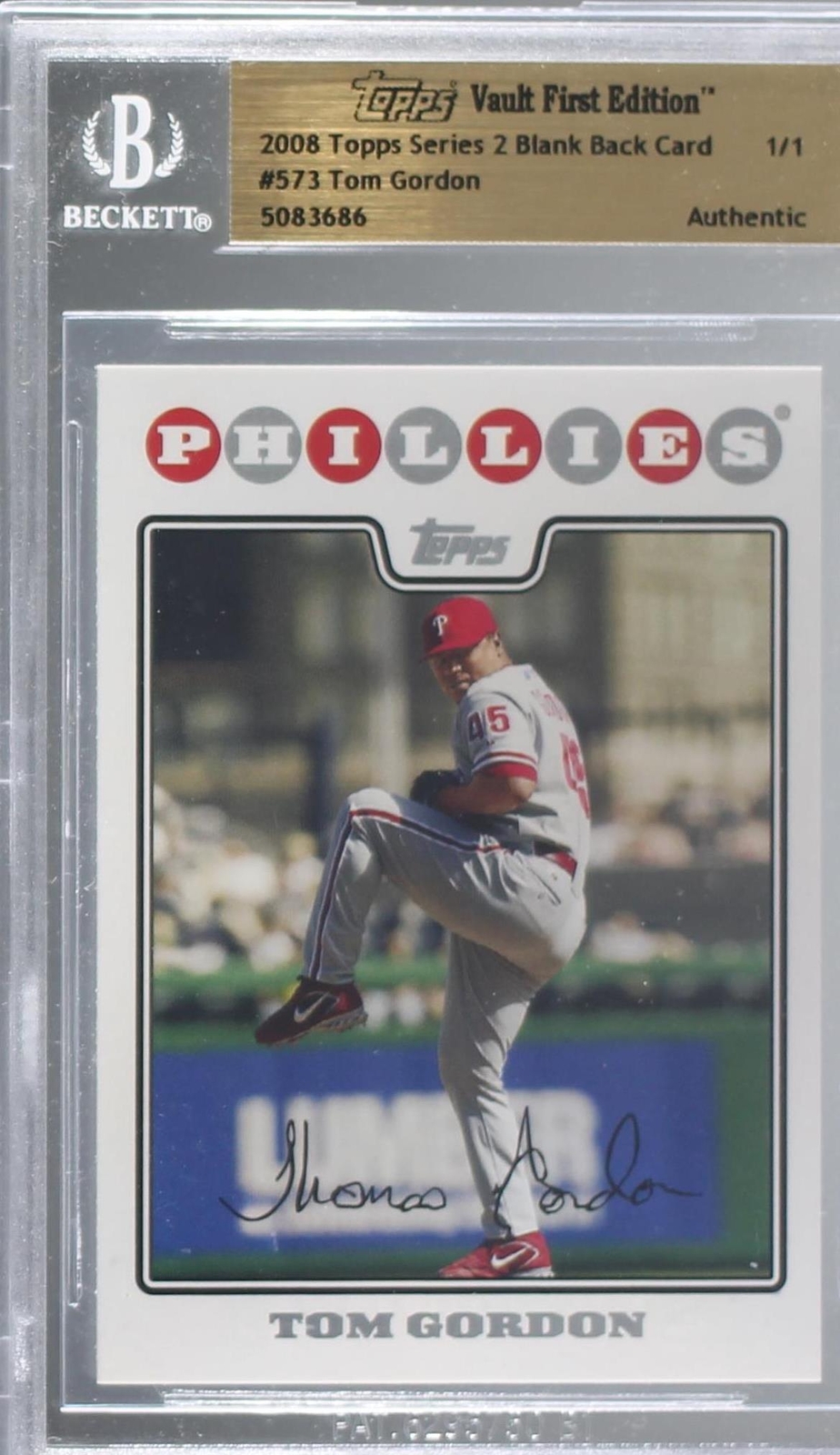 2008 Topps - Topps Vault Blank Back #573 Tom Gordon /1 for sale online ...