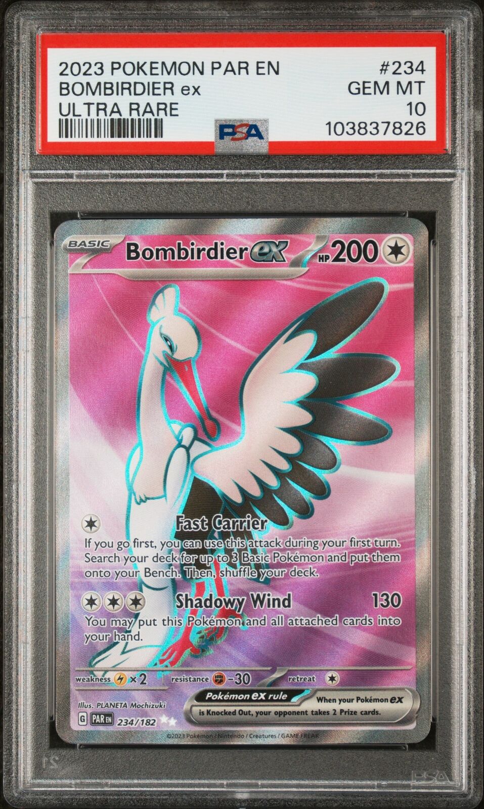 PSA 10 GEM MINT Bombirdier ex 234/182 Paradox Rift UR Holo PSA 10 GEM MINT Bombirdier ex 234/182 Paradox Rift UR Holo