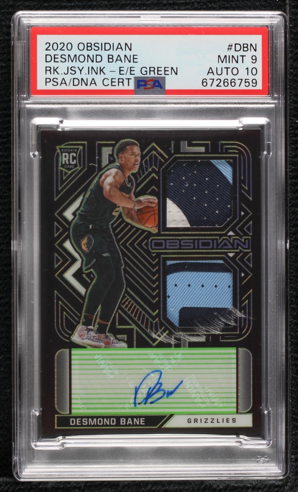 2020-21 Panini Obsidian - Rookie Jersey Ink Electric Etch Green #RJI-DBN Desmond Bane /15 (AU ...