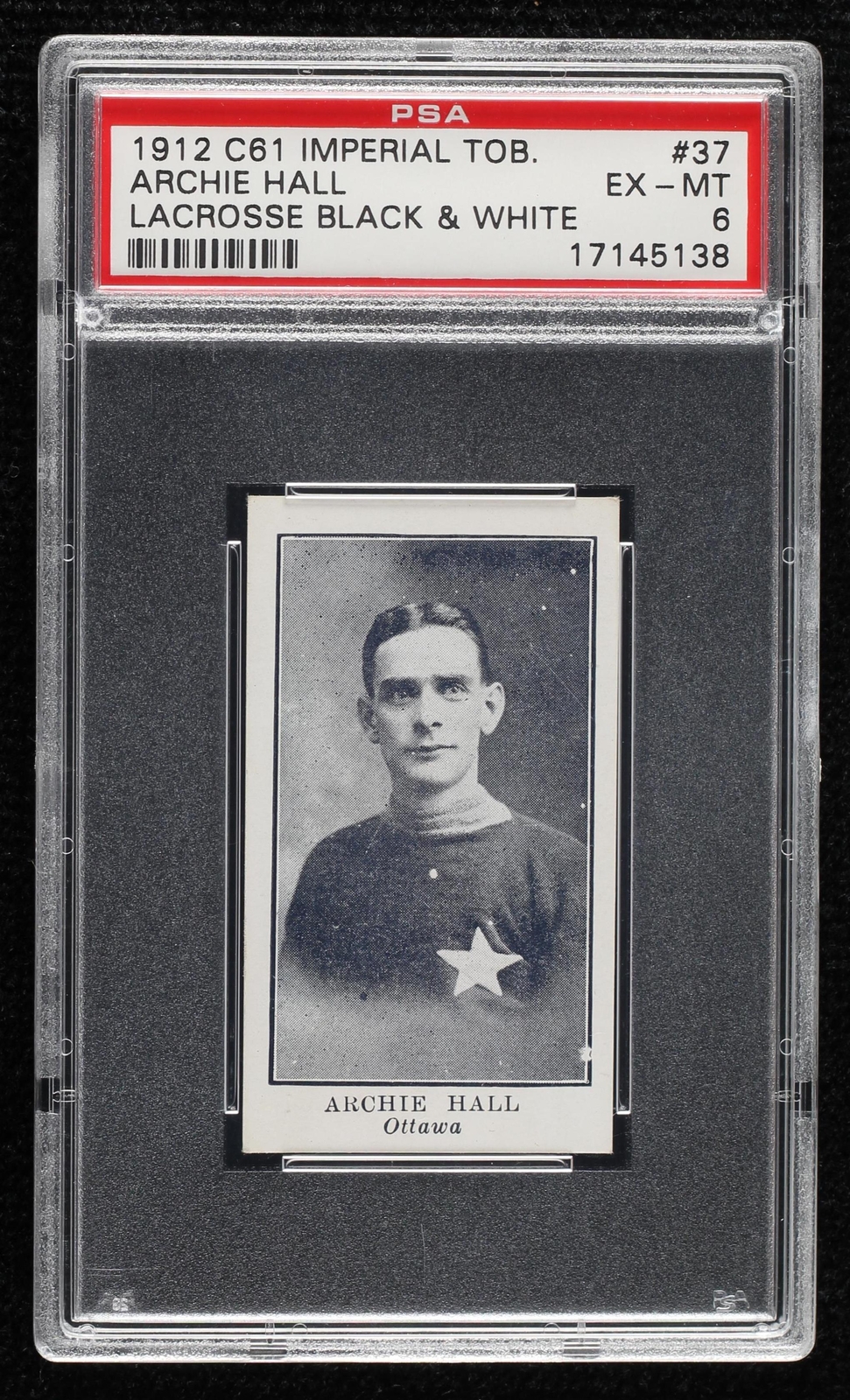 1912 C61 Imperial Lacrosse Black and White - #37 Archie Hall for sale ...