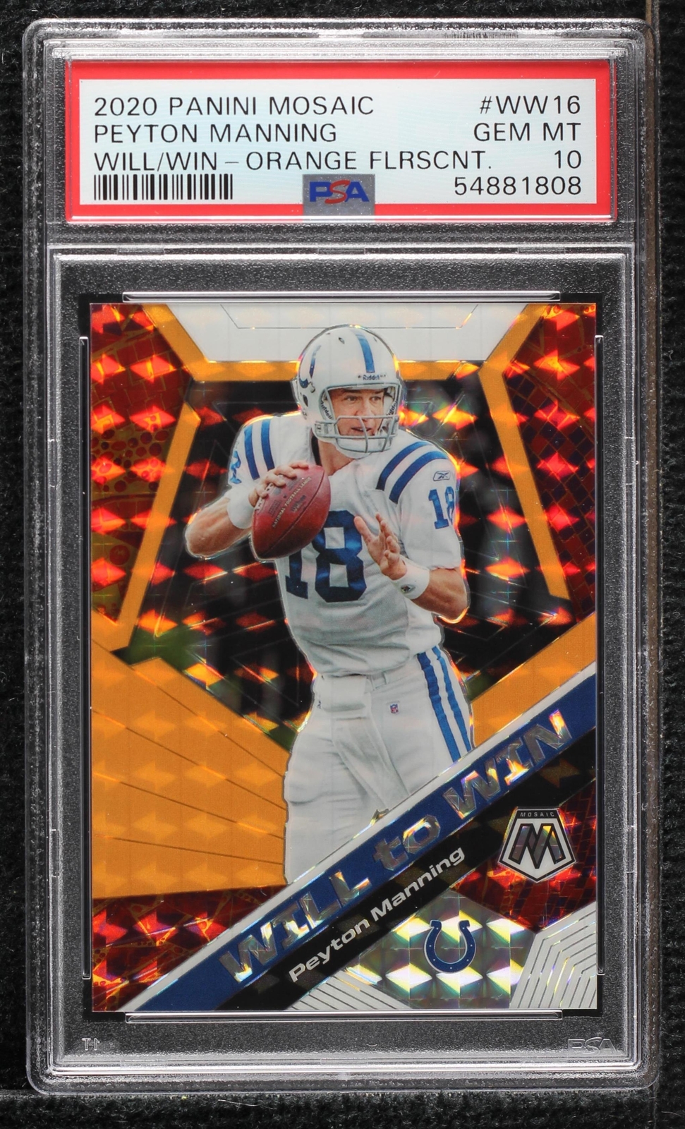 2020 Panini Mosaic - Will to Win Mosaic Orange Fluorescent #WW16 Peyton ...