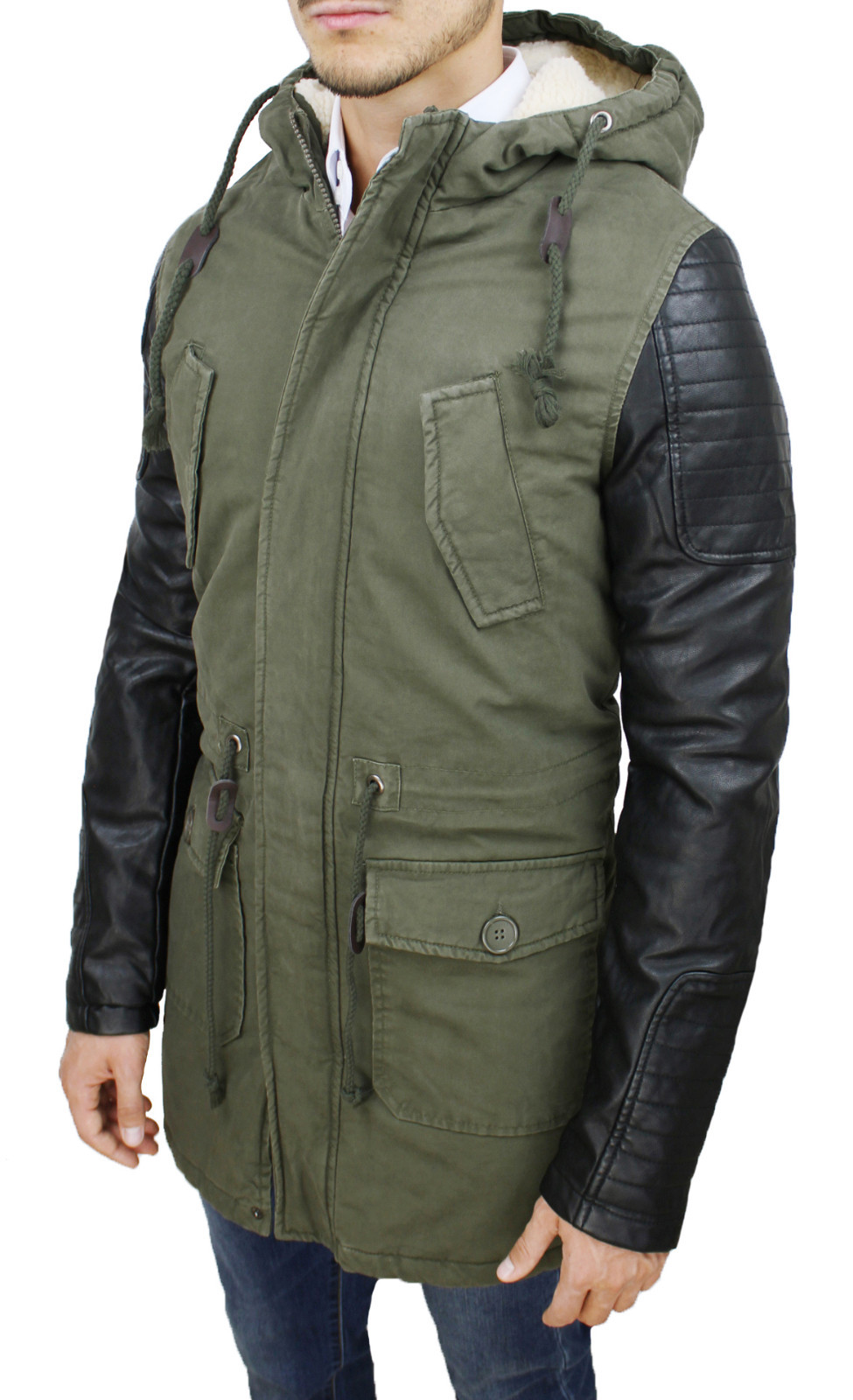 GIUBBOTTO GIACCONE UOMO PARKA VERDE MILITARE GIACCA INVERNALE CON PELLICCIA GIUBBOTTO GIACCONE UOMO PARKA VERDE MILITARE GIACCA INVERNALE CON PELLICCIA
