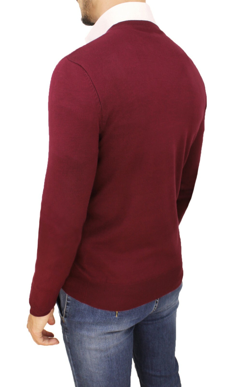 Maglione golfino uomo Diamond scollo V rosso bordeaux slim fit casual Maglione golfino uomo Diamond scollo V rosso bordeaux slim fit casual