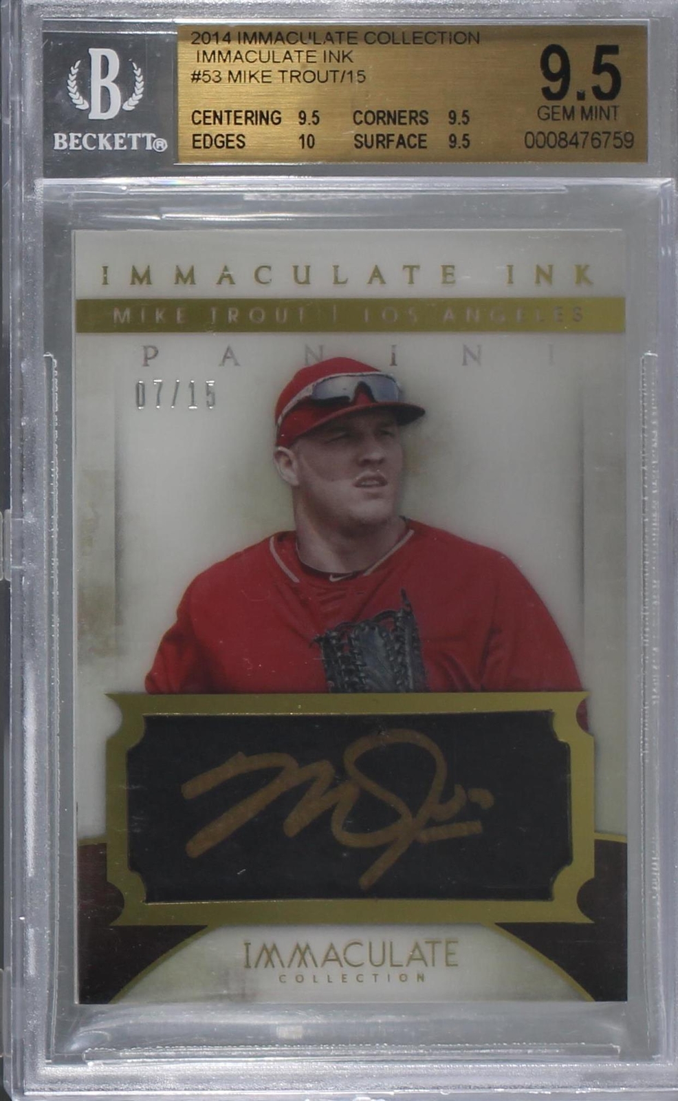 2014 Panini Immaculate Collection - Immaculate Ink Gold #53 Mike Trout ...