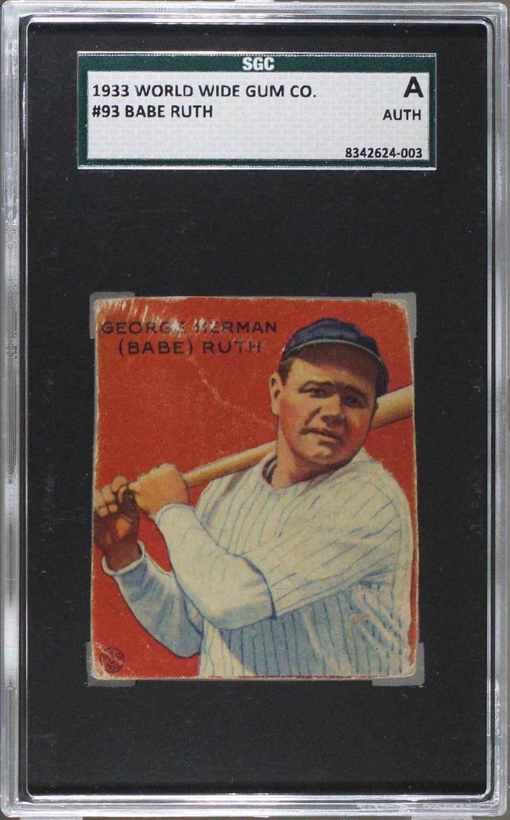 1933 World Wide Gum Big League Chewing Gum - V353 #93 Babe Ruth for ...