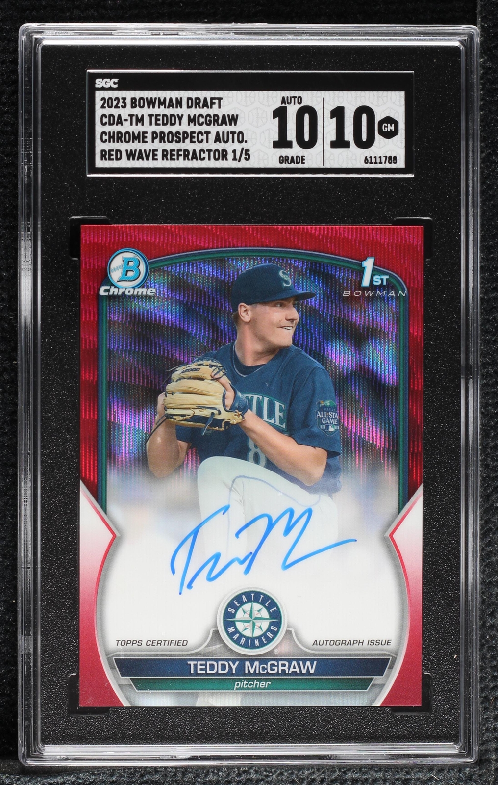2023 Bowman Draft - Chrome Prospect Autographs Red Wave Refractor #CDA ...