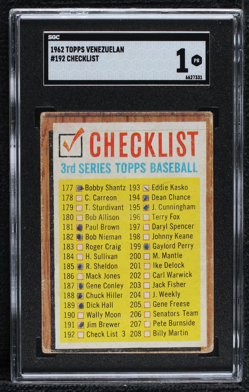1962 Topps - Venezuelan #192 Checklist - 3rd Series for sale online | eBay