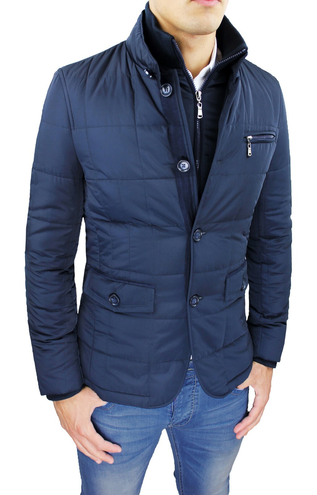 GIUBBOTTO PIUMINO UOMO SARTORIALE BLU CASUAL ELEGANTE GIACCA SLIM FIT ... GIUBBOTTO PIUMINO UOMO SARTORIALE BLU CASUAL ELEGANTE GIACCA SLIM FIT ...
