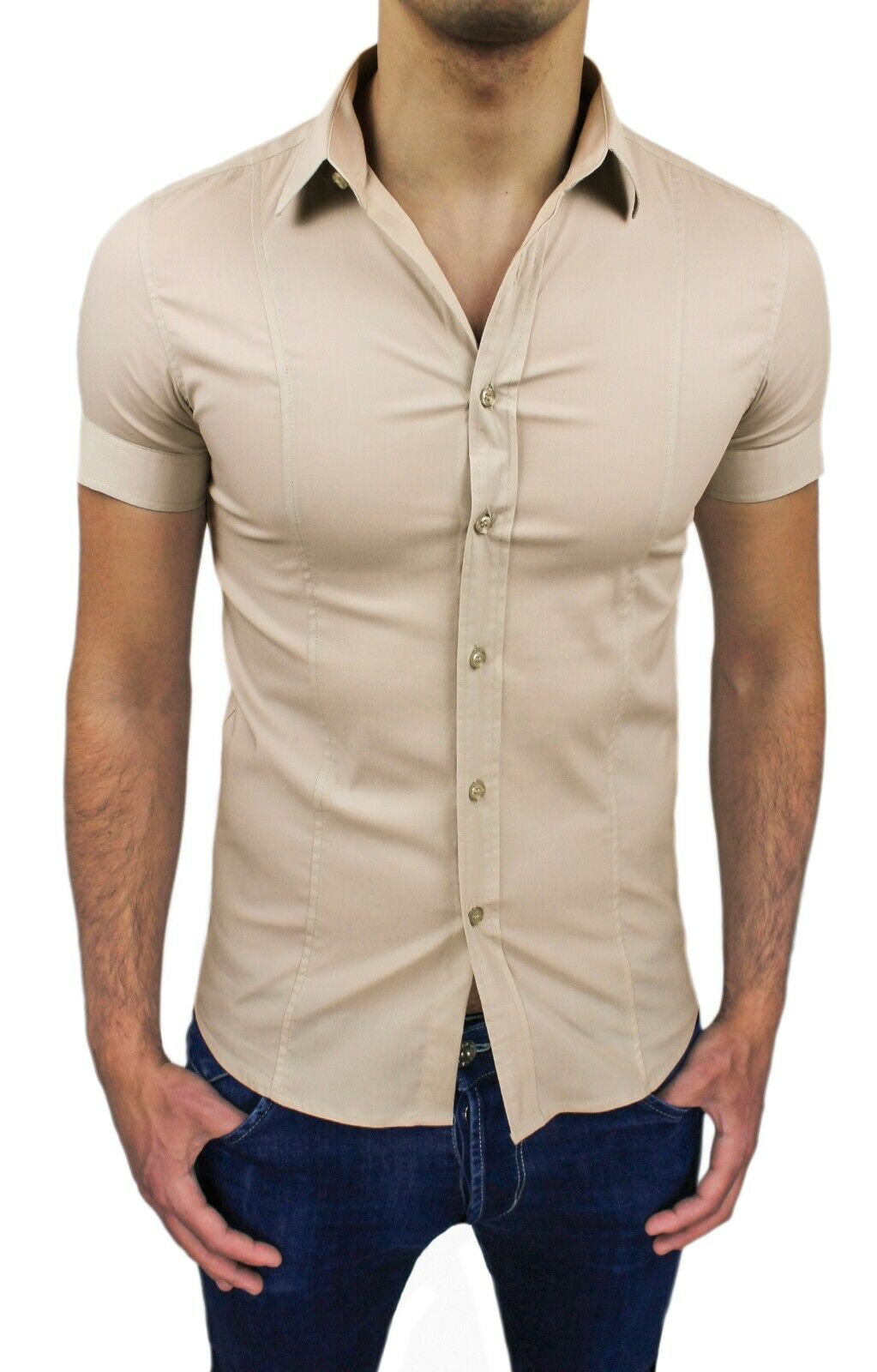 Camicia uomo sartoriale slim fit estiva in cotone nero beige grigio chiaro Camicia uomo sartoriale slim fit estiva in cotone nero beige grigio chiaro