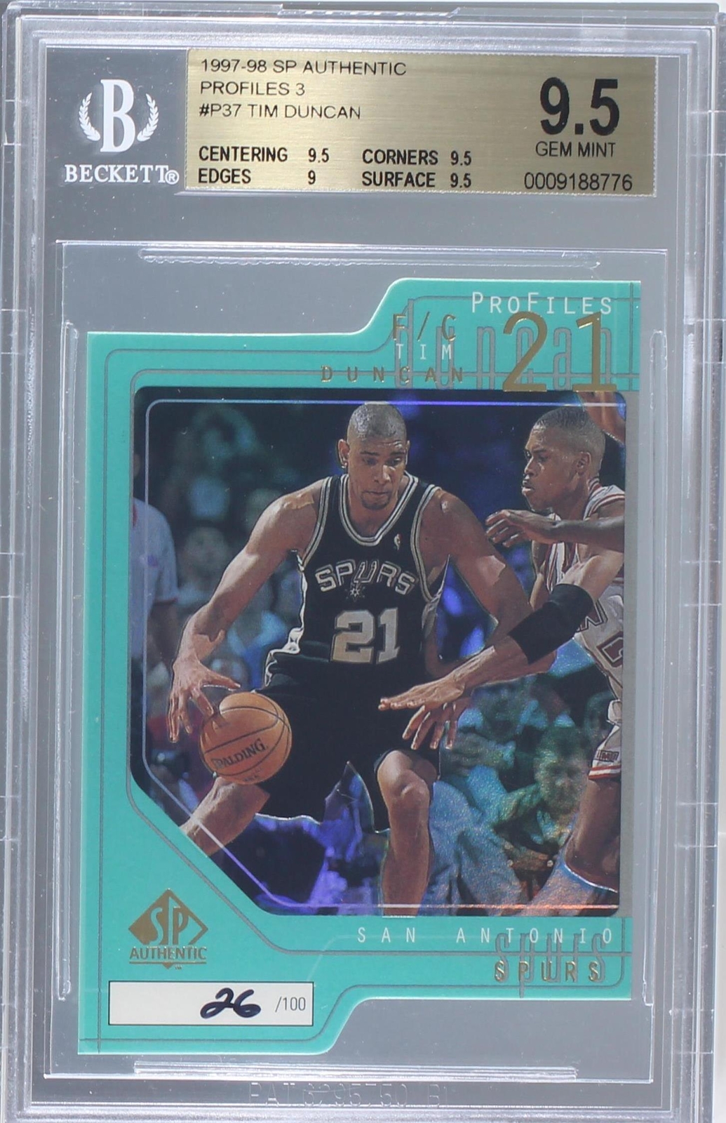 1997-98 SP Authentic - Profiles Level 3 #P37 Tim Duncan /100 (RC) for ...