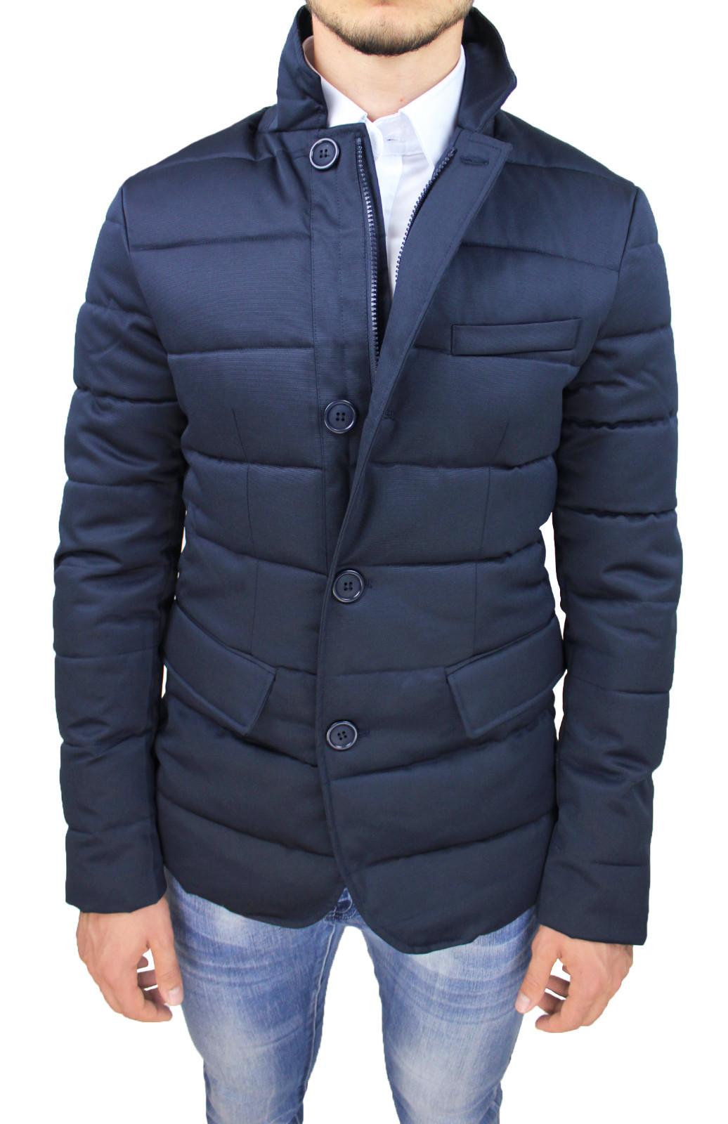 PIUMINO GIUBBOTTO UOMO SARTORIALE BLU SCURO SLIM FIT GIUBBINO GIACCONE ... PIUMINO GIUBBOTTO UOMO SARTORIALE BLU SCURO SLIM FIT GIUBBINO GIACCONE ...