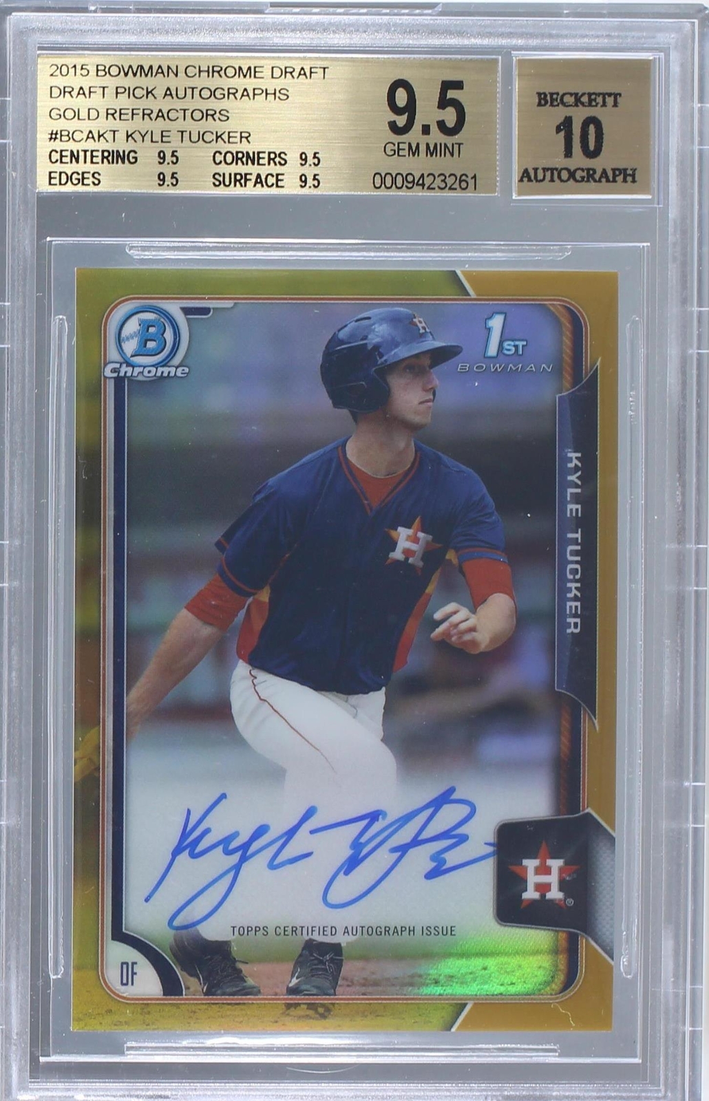 2015 Bowman Draft - Chrome Draft Pick Autographs Gold Refractor #BCA-KT Kyle Tucker /50 (AU, RC ...