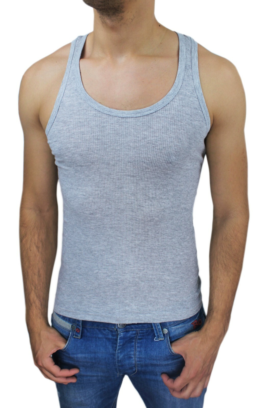Canotta T-shirt uomo slim fit super aderente tessuto a costine palestra ... Canotta T-shirt uomo slim fit super aderente tessuto a costine palestra ...