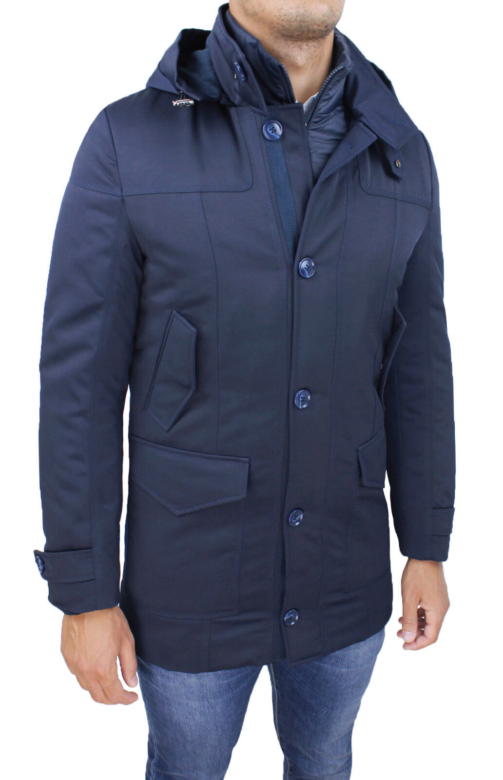 GIACCONE UOMO DIAMOND INVERNALE BLU SCURO LUNGO GIUBBOTTO GILET CASUAL ... GIACCONE UOMO DIAMOND INVERNALE BLU SCURO LUNGO GIUBBOTTO GILET CASUAL ...