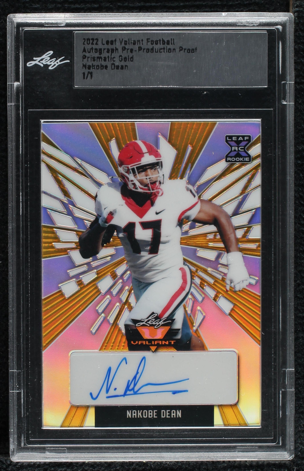 2022 Leaf Valiant - Pre-Production Proof Gold Prismatic #BA-ND1 Nakobe Dean /1 (AU, RC) for sale ...