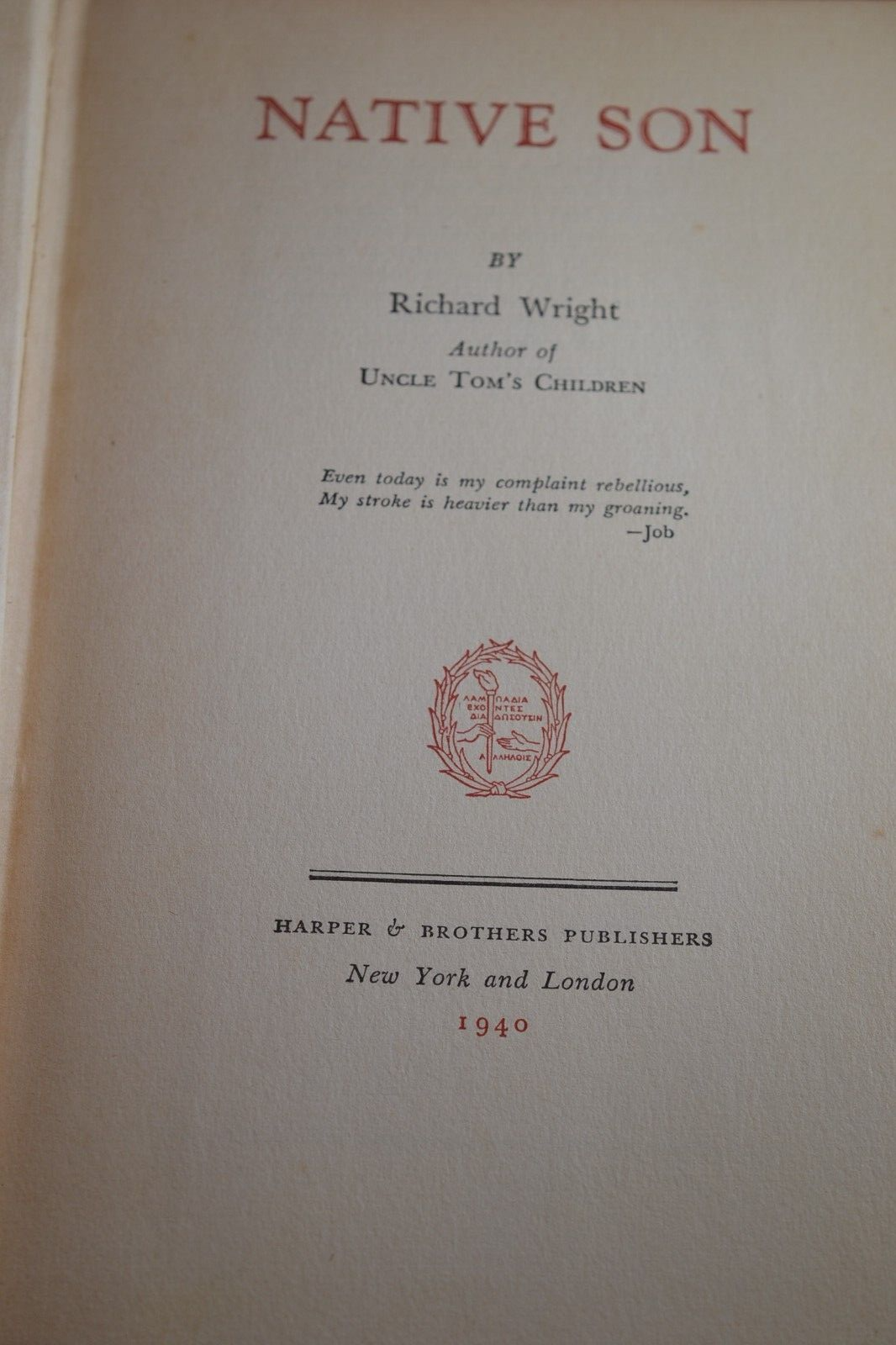 Richard Wright Native Son 1st Edition 1940 Harper Brothers Book | EBG