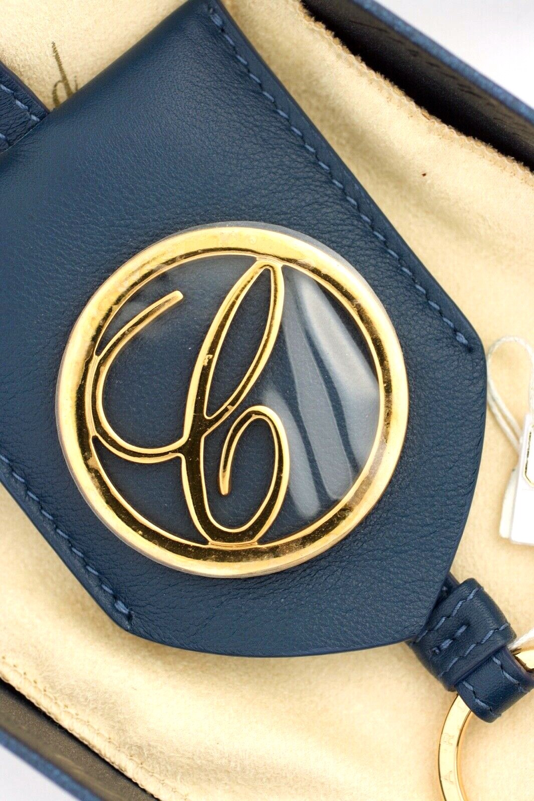 Chopard 95016-0048 Classic Round Logo Navy Leather Rose Gold Bag Charm ...
